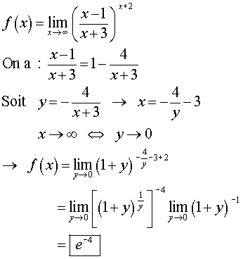 Exercice 5 :Calcul de limite